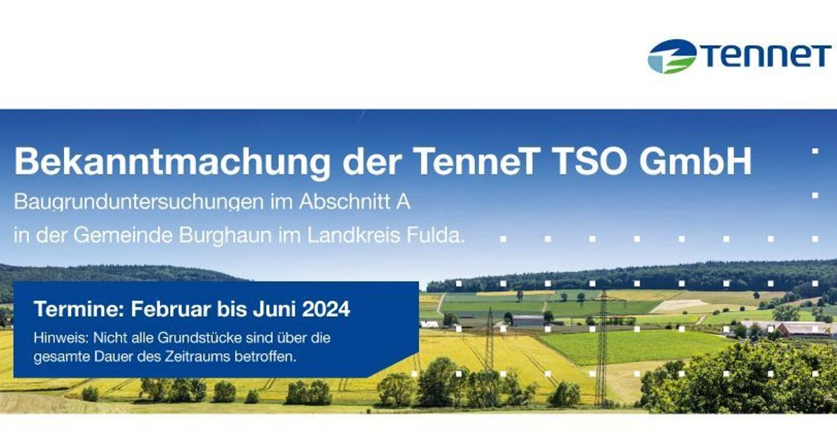 Bekanntmachung der TenneT TSO GmbH | Burghaun