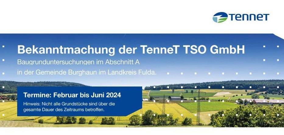 Bekanntmachung der TenneT TSO GmbH | Burghaun